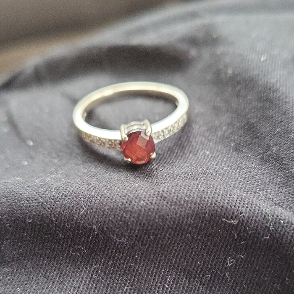Jewelry | Red And Silver Ring With Prong Set Gemstone | Poshmark